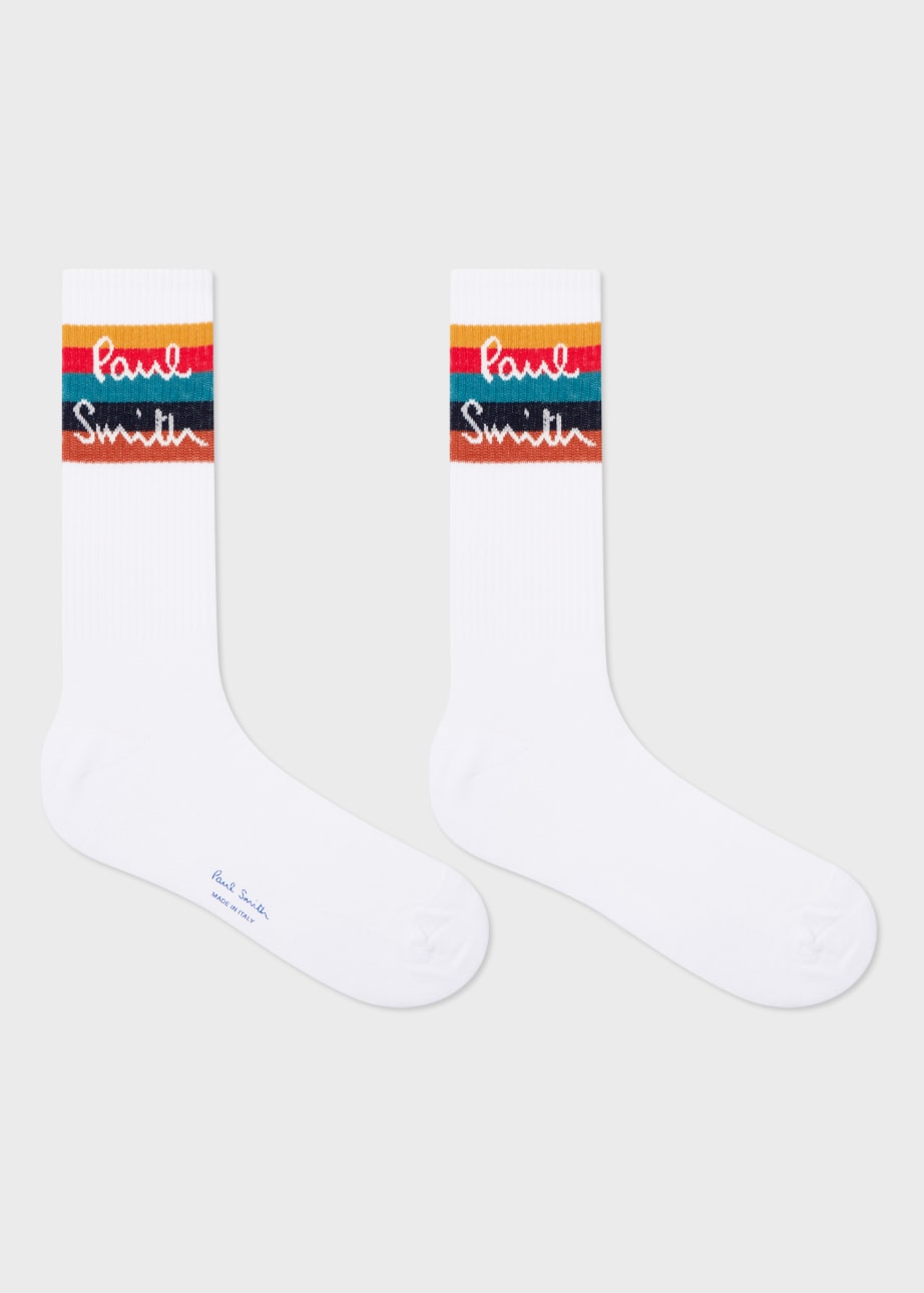 White 'Artist Stripe' Logo Socks
