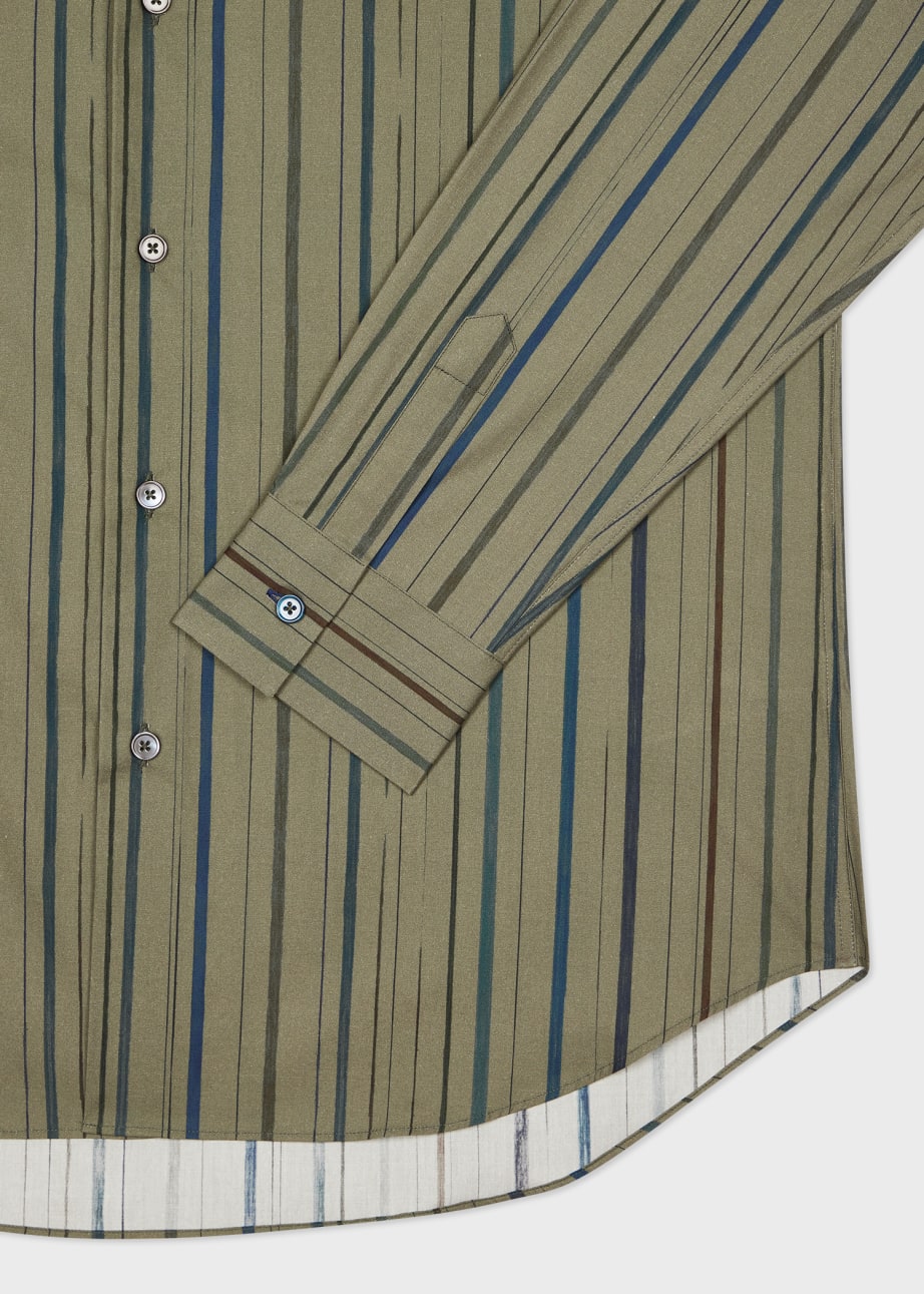 Men's Khaki 'Pencil Stripe' Regular-Fit Shirt