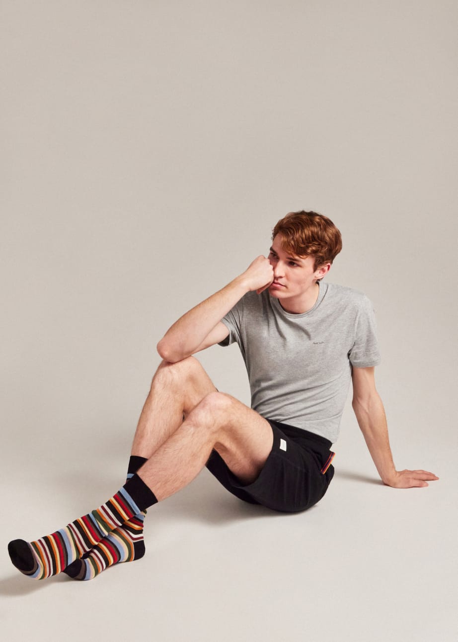 Men's Mixed Colour Cotton Logo Lounge T-Shirts Three Pack