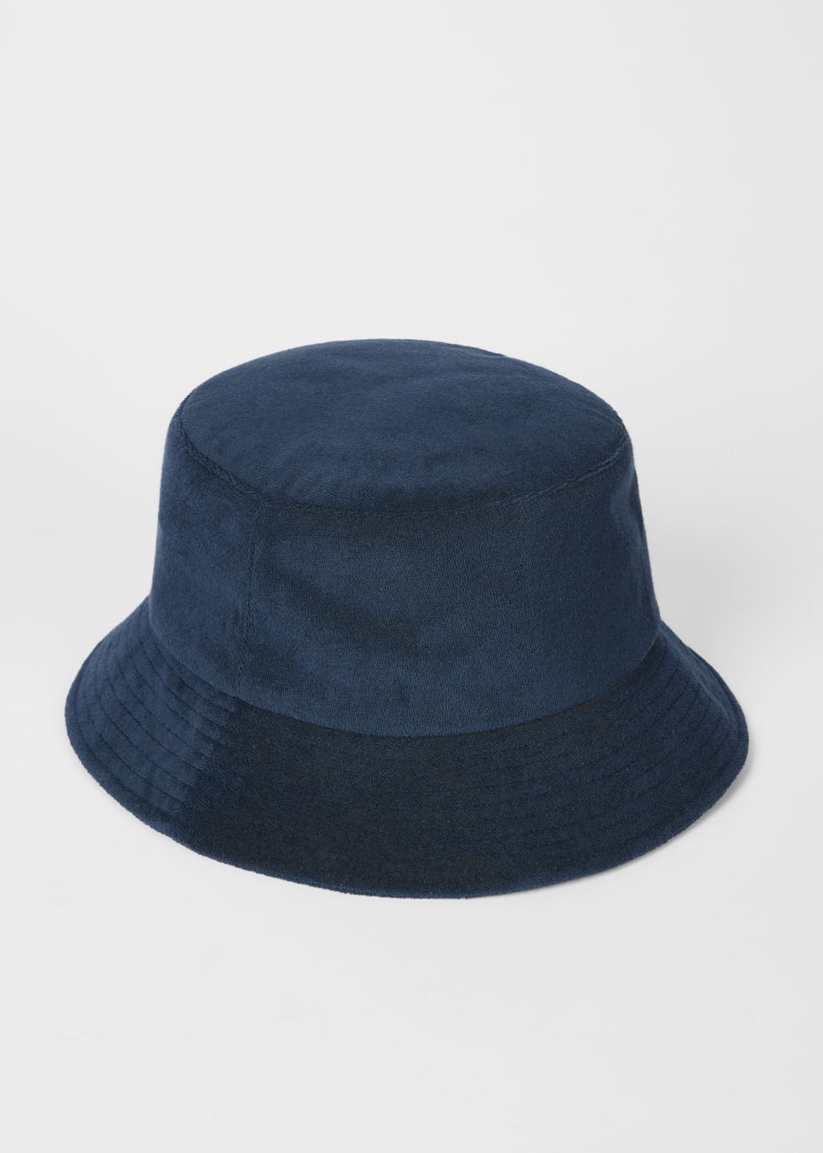 Men's Navy Cotton-Blend Towelling Bucket Hat