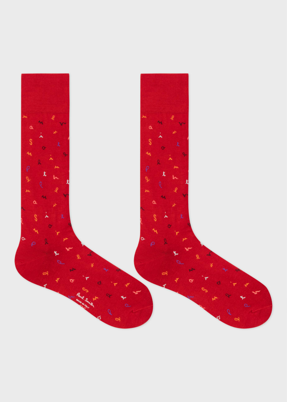 Red 'Letters' Socks