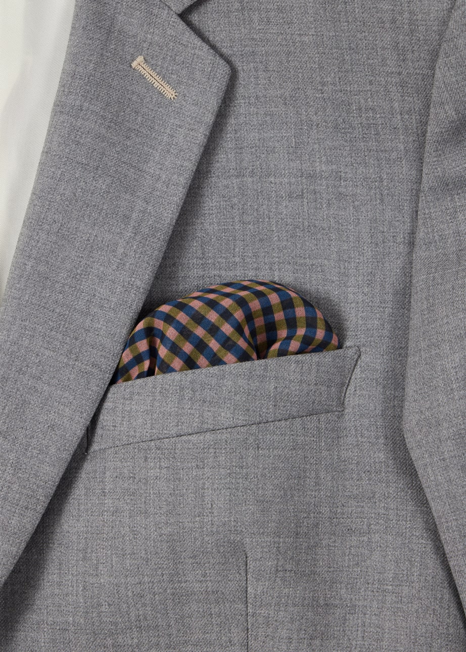 Men's Pink Gingham Check Pocket Square