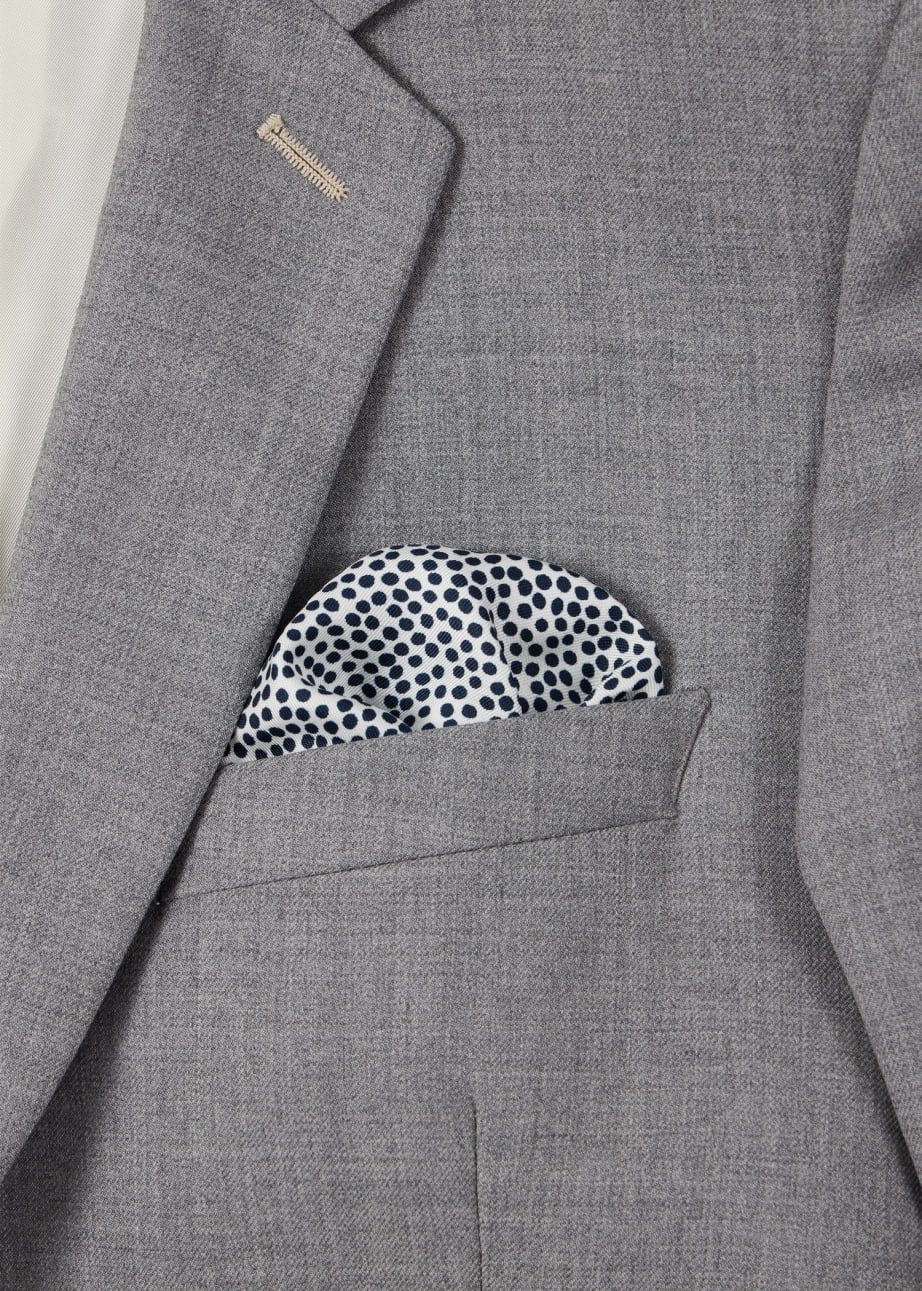 Men's White Polka Dot and 'Signature Stripe' Trim Pocket Square