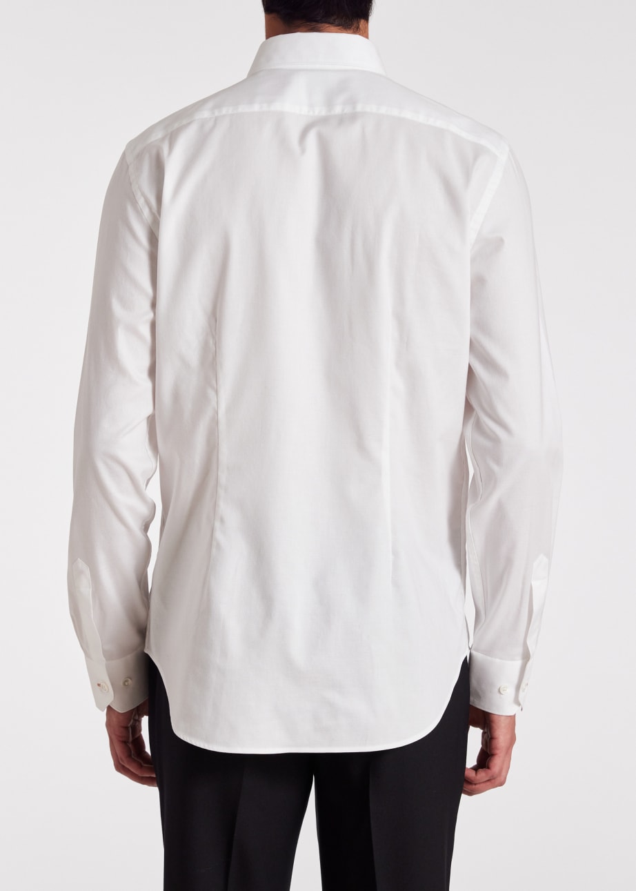 Men's Slim-Fit White Textured-Cotton Shirt