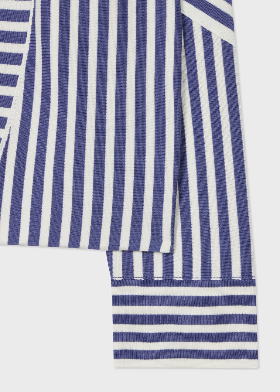 Women's Blue and White Mixed Stripe Knitted Jacket