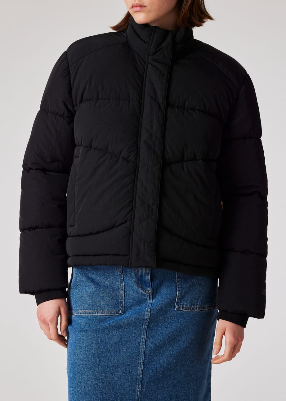 Women's Black Crinkle Short Quilted Coat