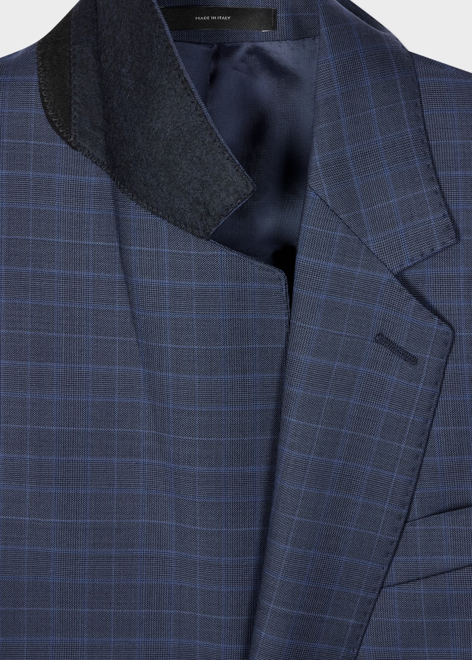 The Bloomsbury - Easy-Fit Navy Blue Check Wool Suit