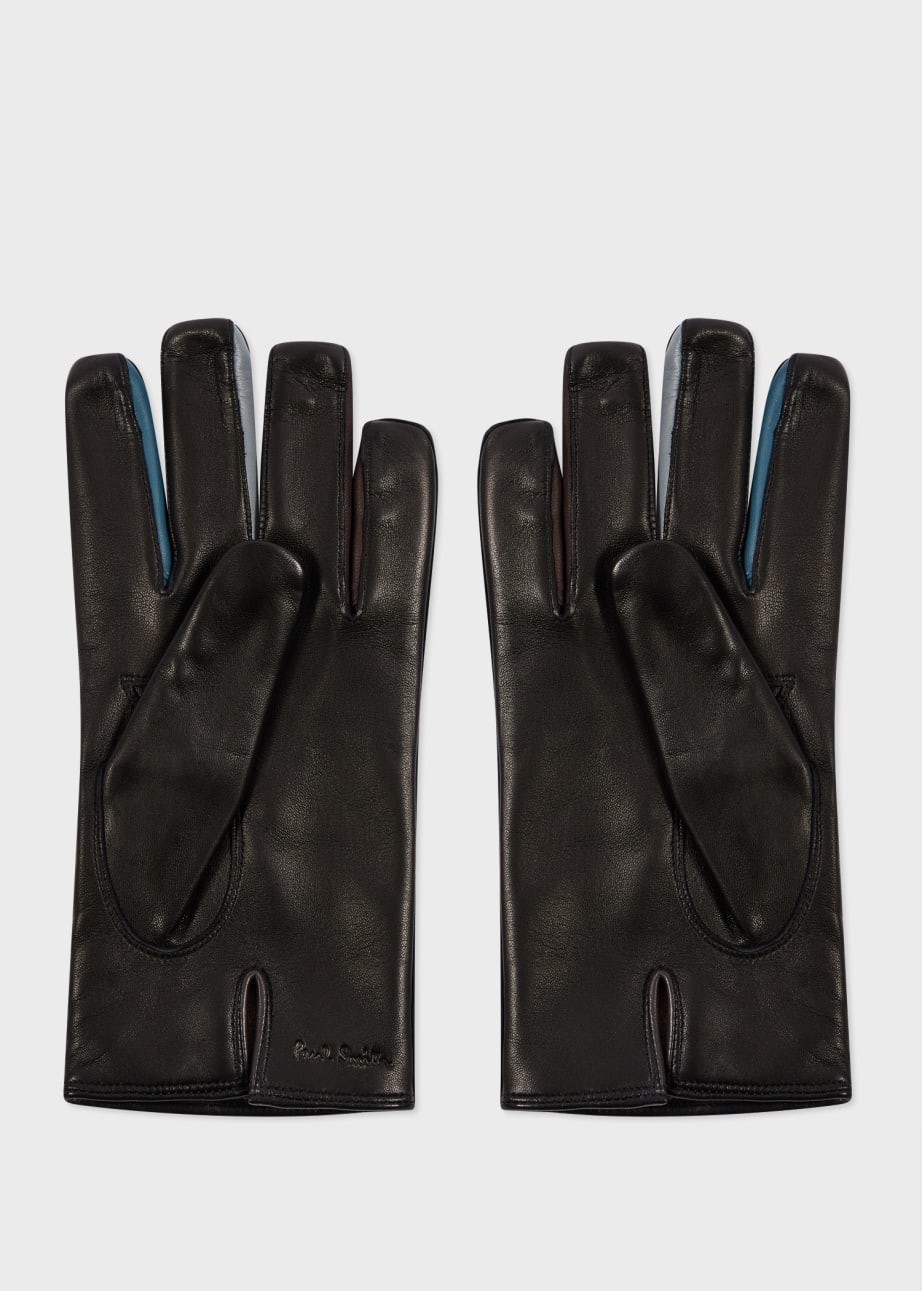 Men's Black Leather 'Concertina' Gloves