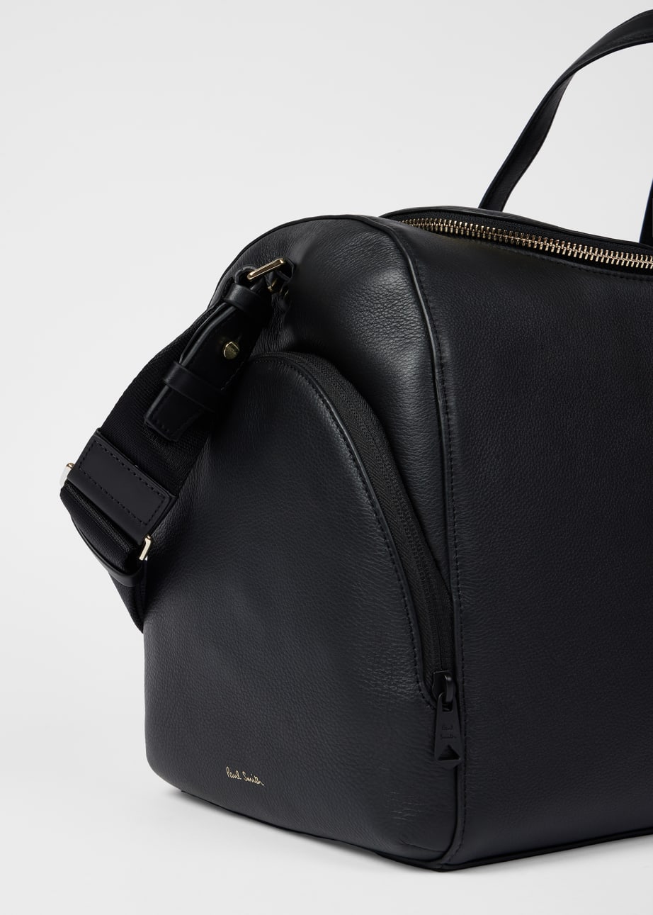 Black Leather 'Signature Stripe' Holdall Bag
