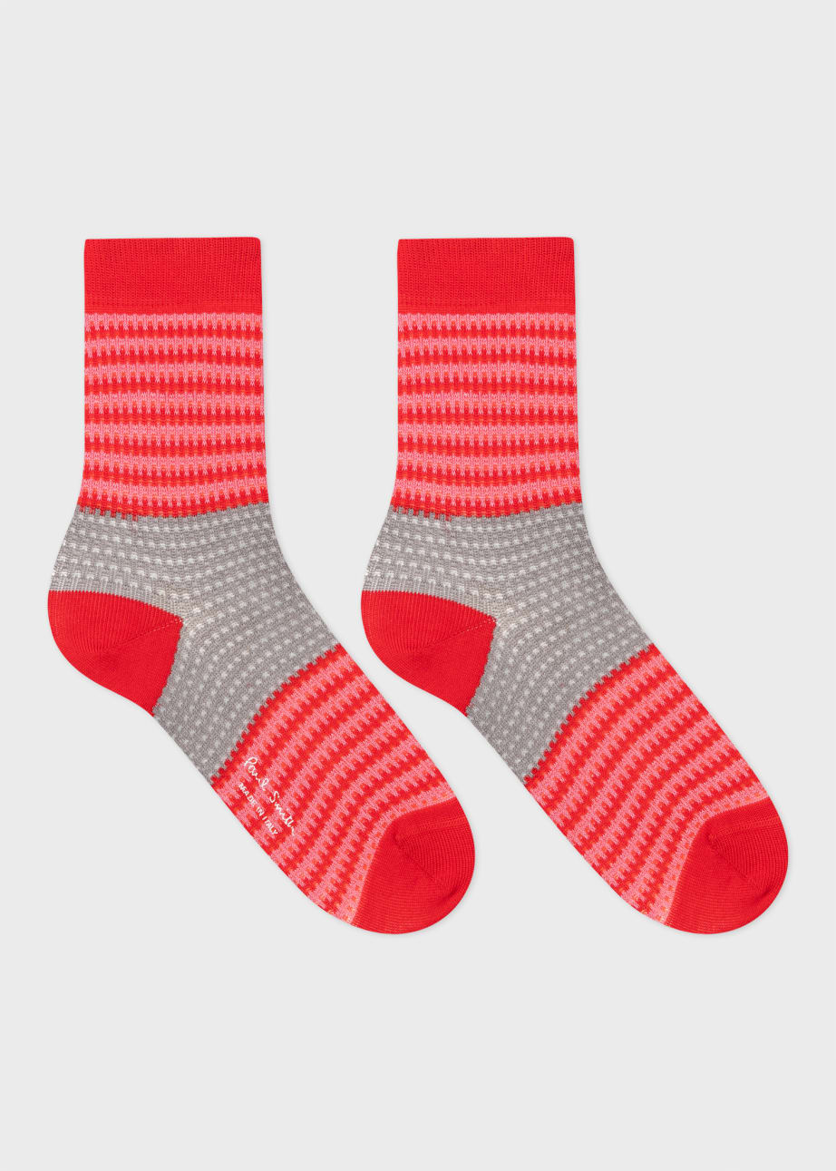 Women's Red Stripe Crochet Socks