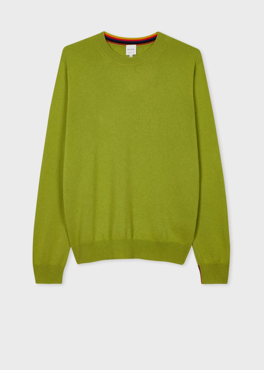Men's Moss Green Cashmere Crew Neck Sweater