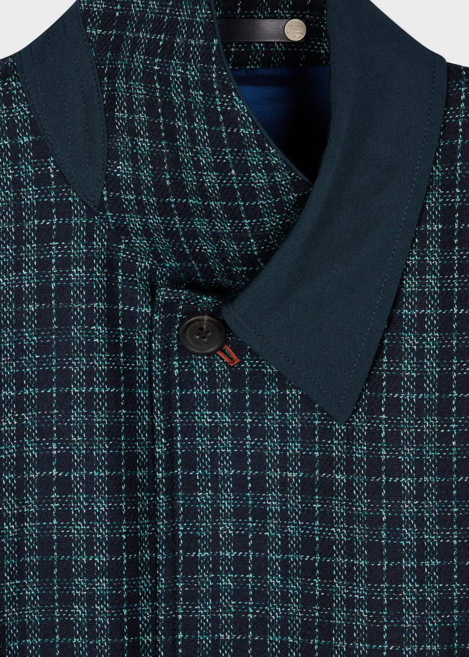 Men's Navy Recycled Wool-Blend Cropped Coat