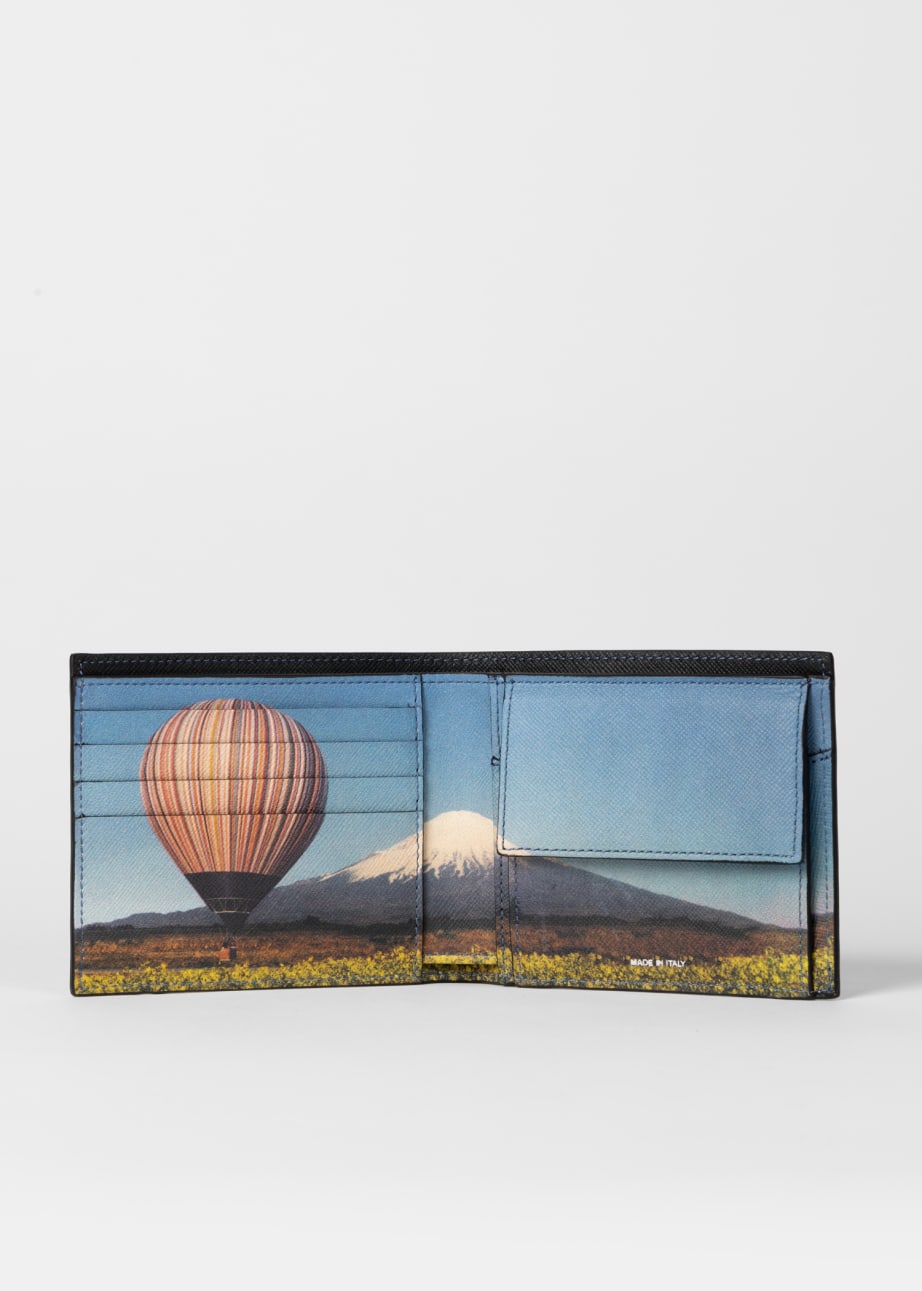 Black Leather Mount Fuji Billfold And Coin Wallet