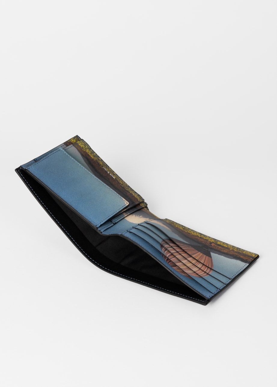 Black Leather Mount Fuji Billfold And Coin Wallet