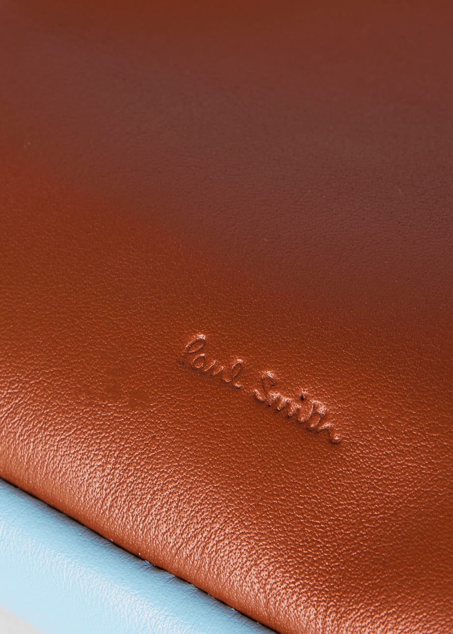 Men's Tan Colour-Block Leather Pouch Bag