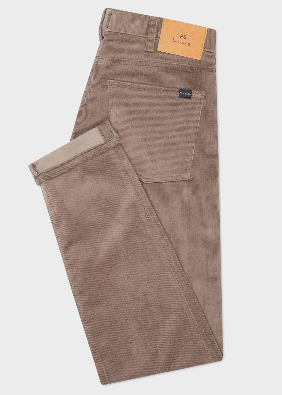 Men's Light Tan Tapered-Fit Organic Corduroy Trousers