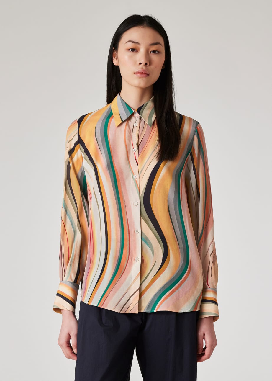 Women's Silk-Blend 'Swirl' Print Shirt