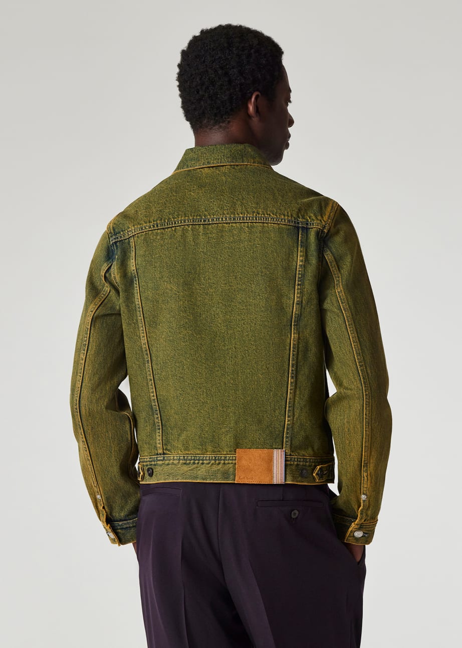 Men's Green Overdyed Denim Trucker Jacket
