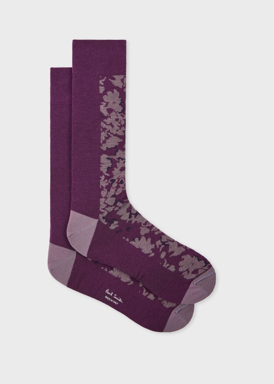 Purple Floral Cotton-Blend Socks