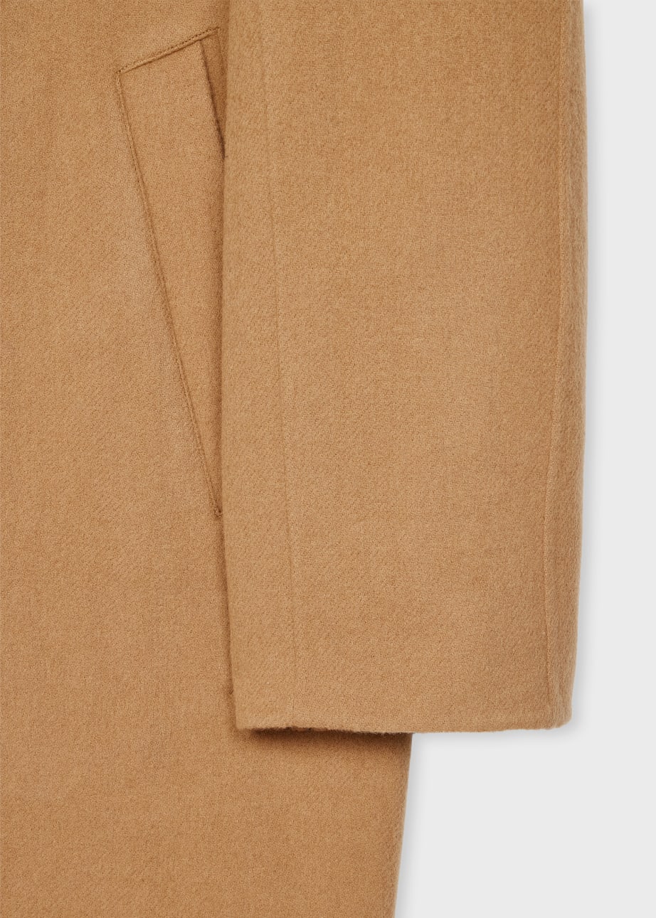 Men's Camel Double-Face 'Signature Stripe' Wool Overcoat