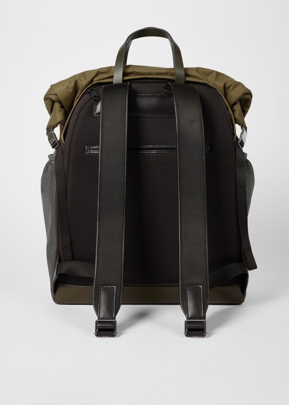 Men's Khaki Utilitarian Roll-Top Nylon Backpack