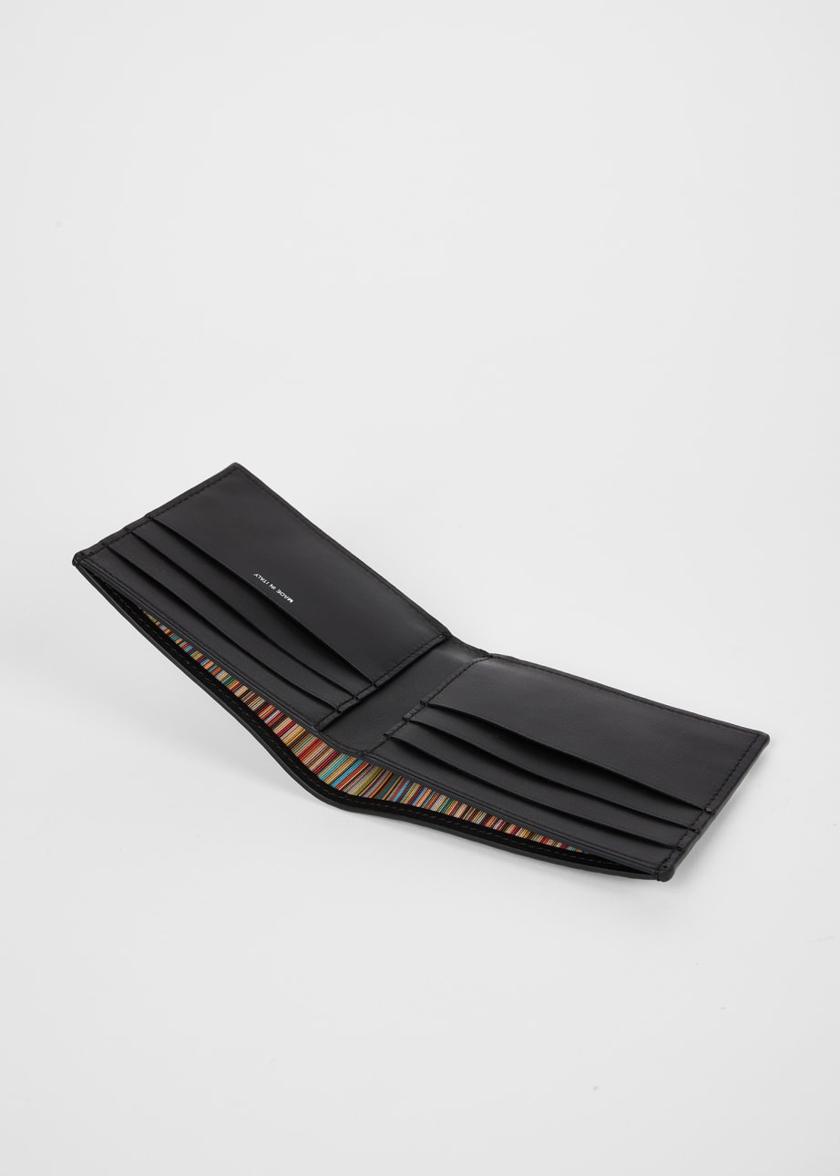 Dark Brown Leather 'Shadow Stripe' Compact Billfold Wallet