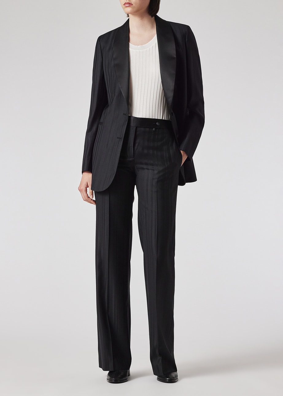 Women's Black 'Shadow Stripe' Wool Bootcut Trousers