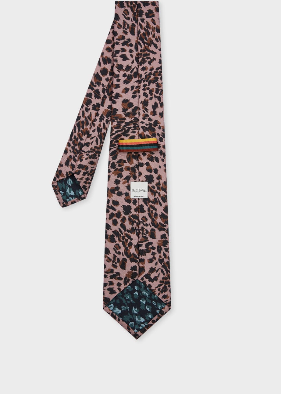 Mauve Leopard Print Silk Tie