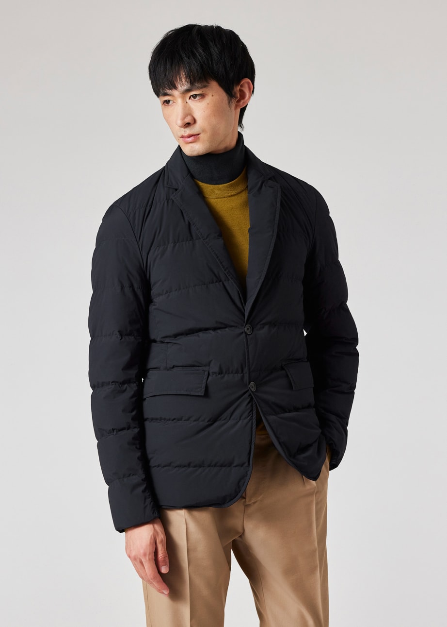 Men's Navy Hybrid Down Jacket