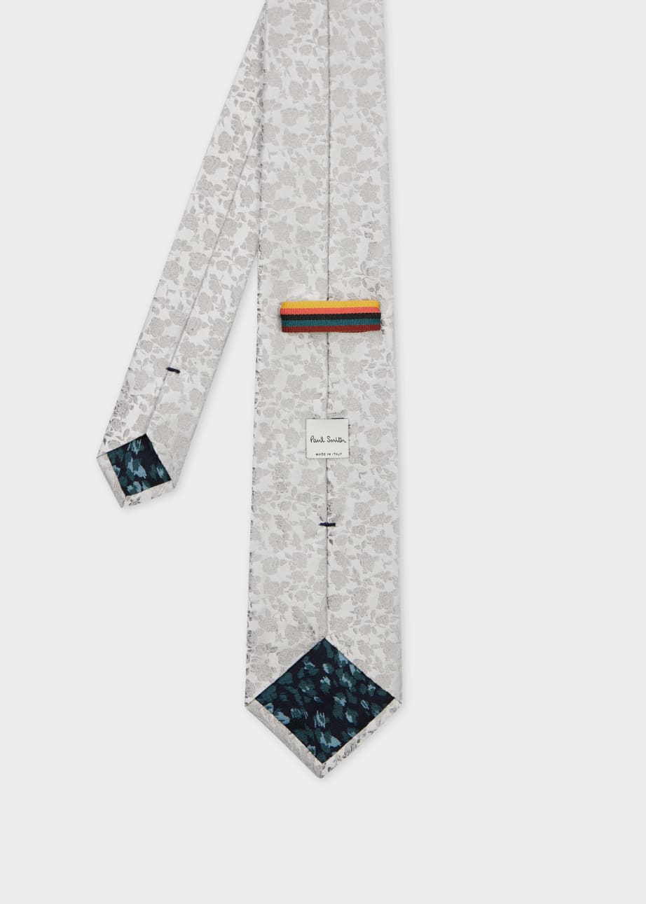 Men's Grey Floral Silk Tie