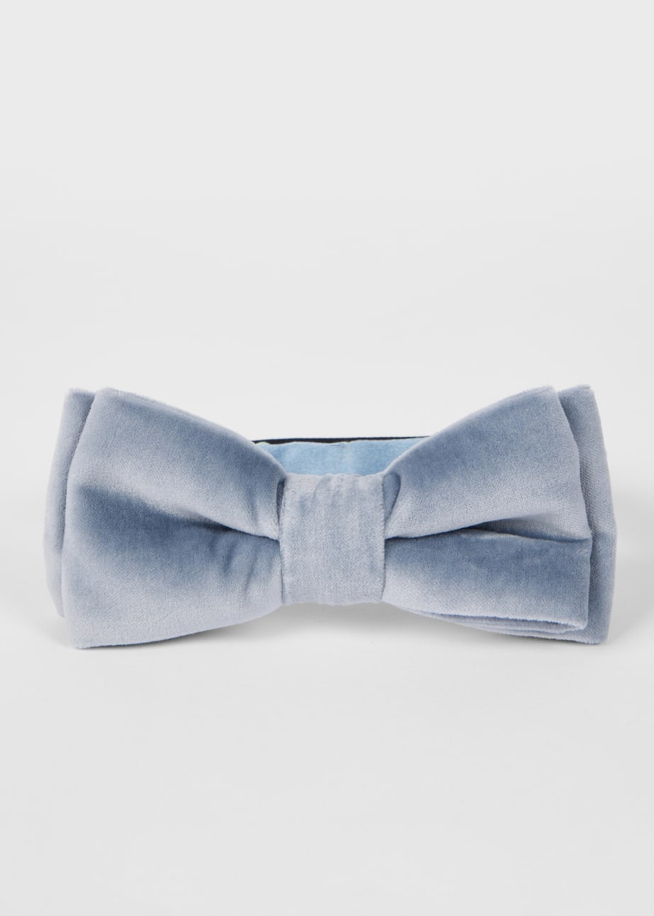 Dusky Blue Velvet Bow Tie