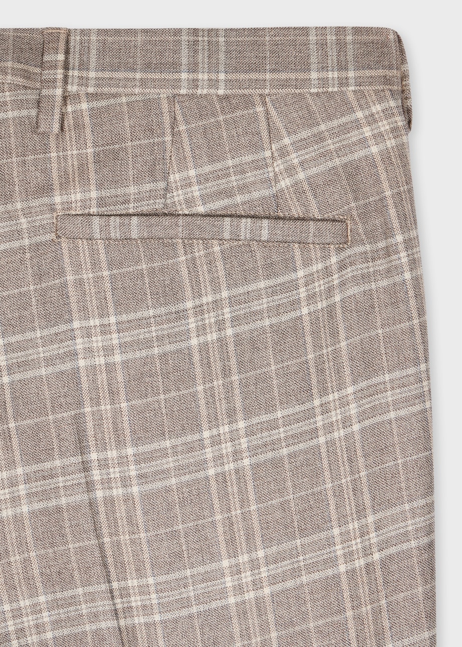 Men's Slim-Fit Grey Check Wool Trousers