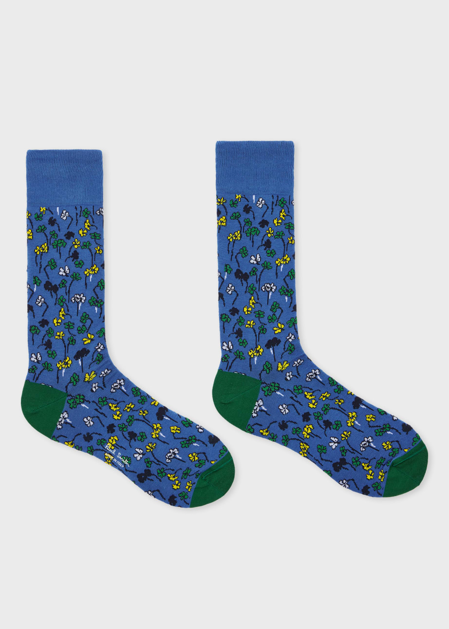 Blue Multicolour Floral Socks