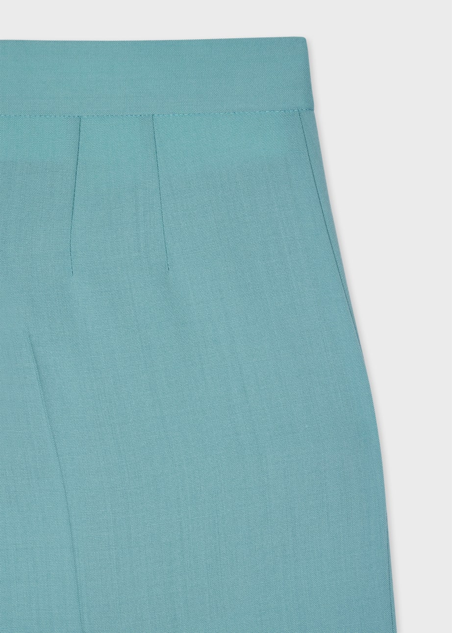 Women's Sea Green Wool Wide-Leg Trousers