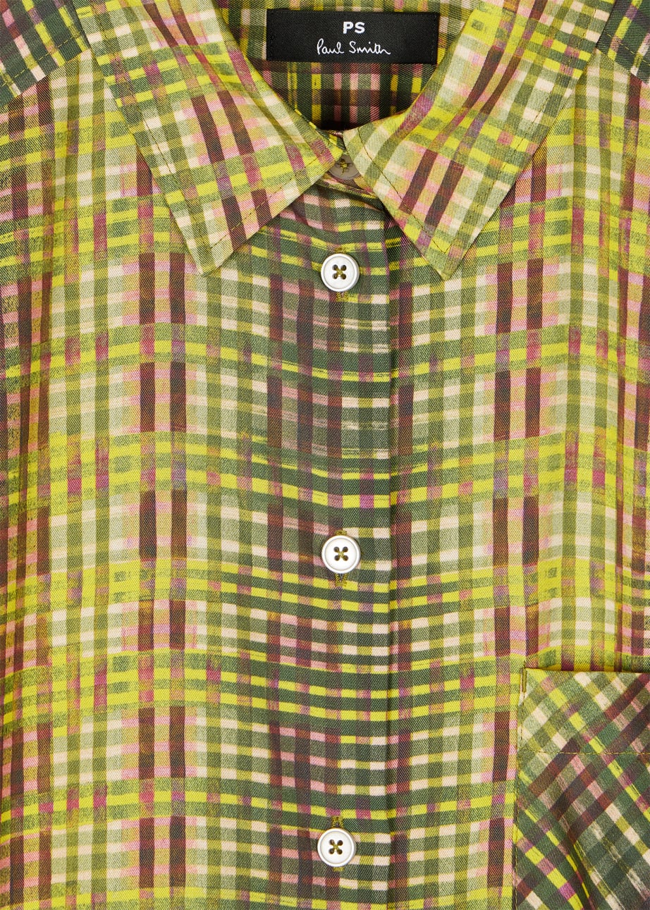 Women's Yellow and Black Check Shirt Dress