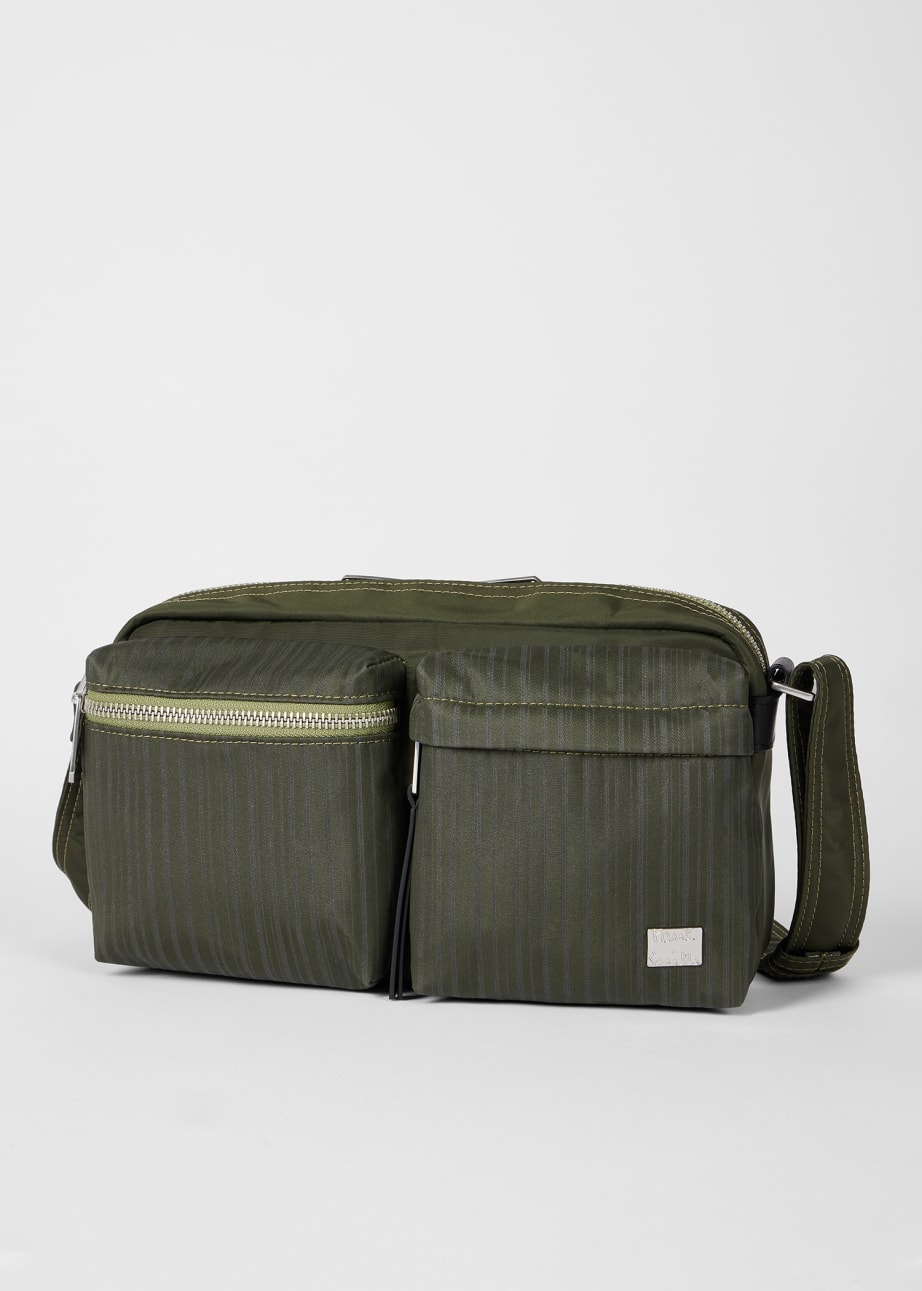 Green 'Laser Stripe' Recycled-Nylon Cross-Body Bag