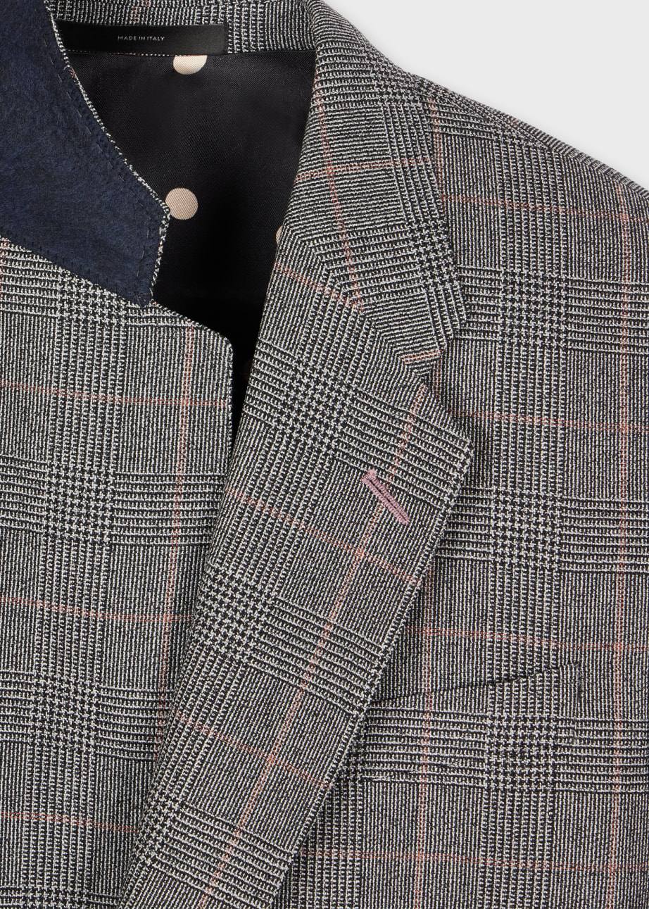 Men's Tailored-Fit Grey Check Wool Buggy-Lined Blazer