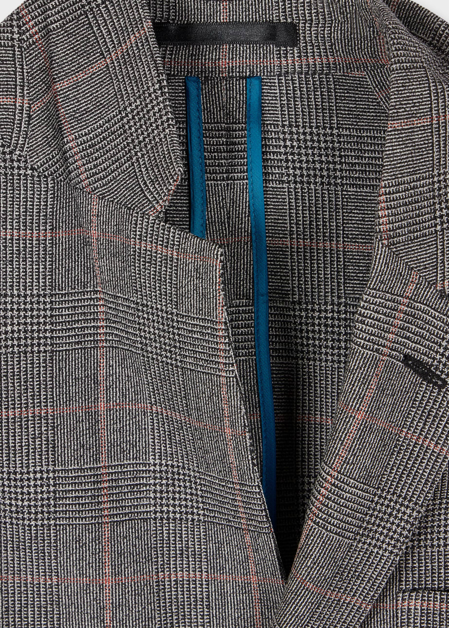 Men's Grey Check Wool Unlined Blazer