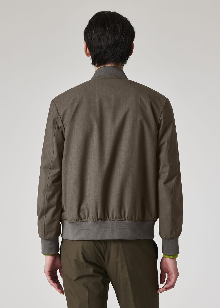 Men's Grey Melange 'Storm System' Wool Bomber Jacket