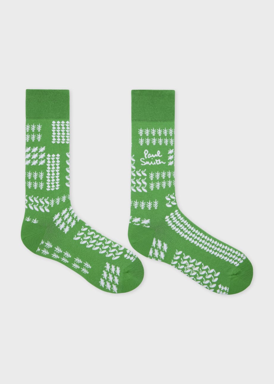 Men's Green Contrast 'Bandana' Socks