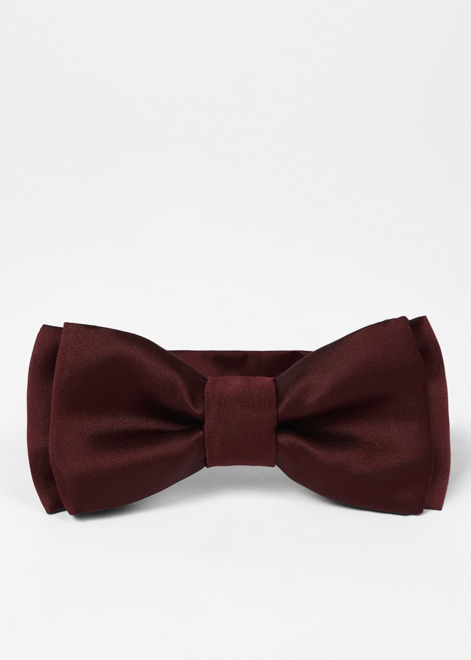 Men's Burgundy Pre-Tied Satin Bow Tie