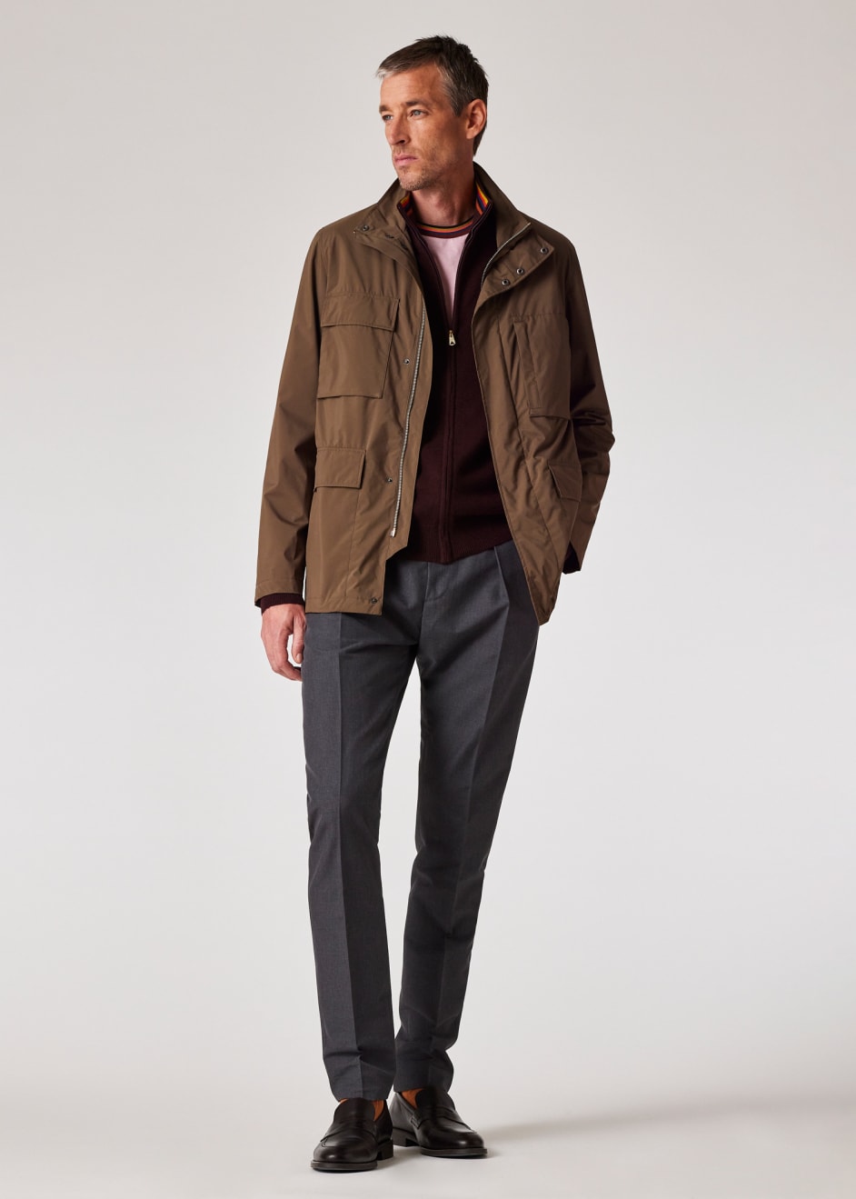 Men's Pink 'Artist Stripe' Collar Cotton T-Shirt