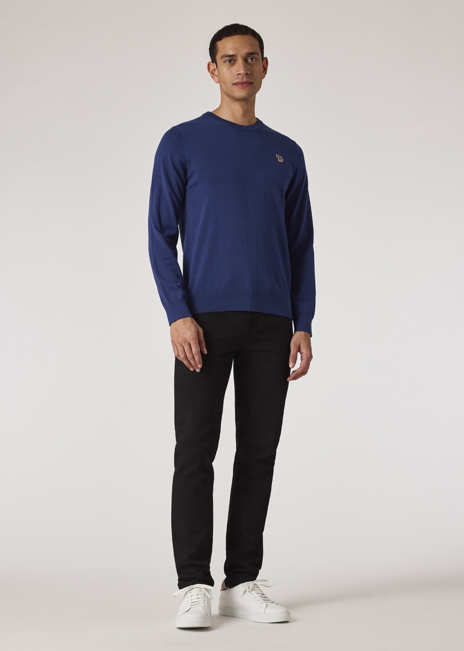 Men's Royal Blue Organic Cotton Zebra Logo Sweater