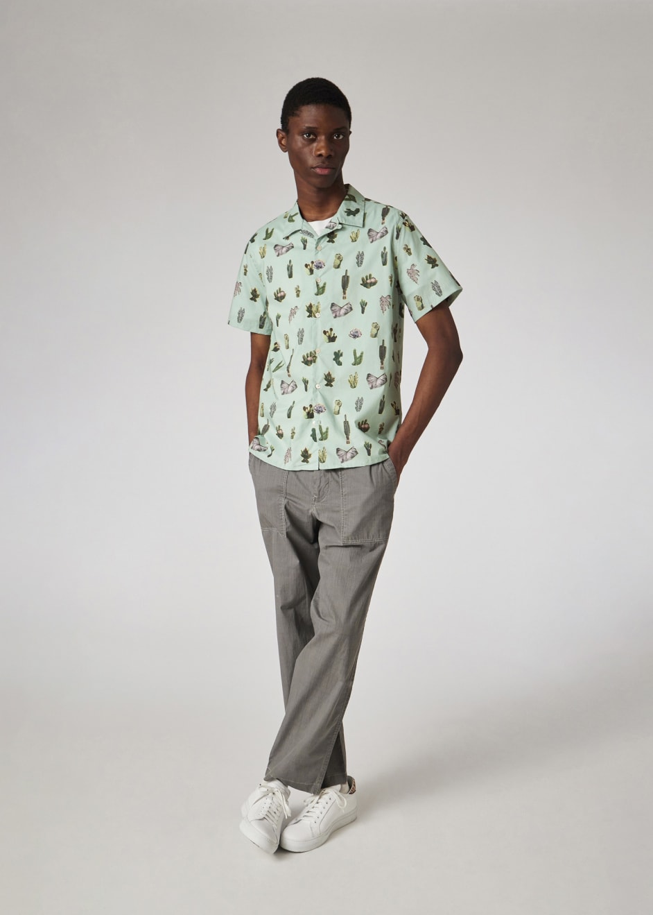 Pale Green Short-Sleeve 'Prickly Pear' Shirt