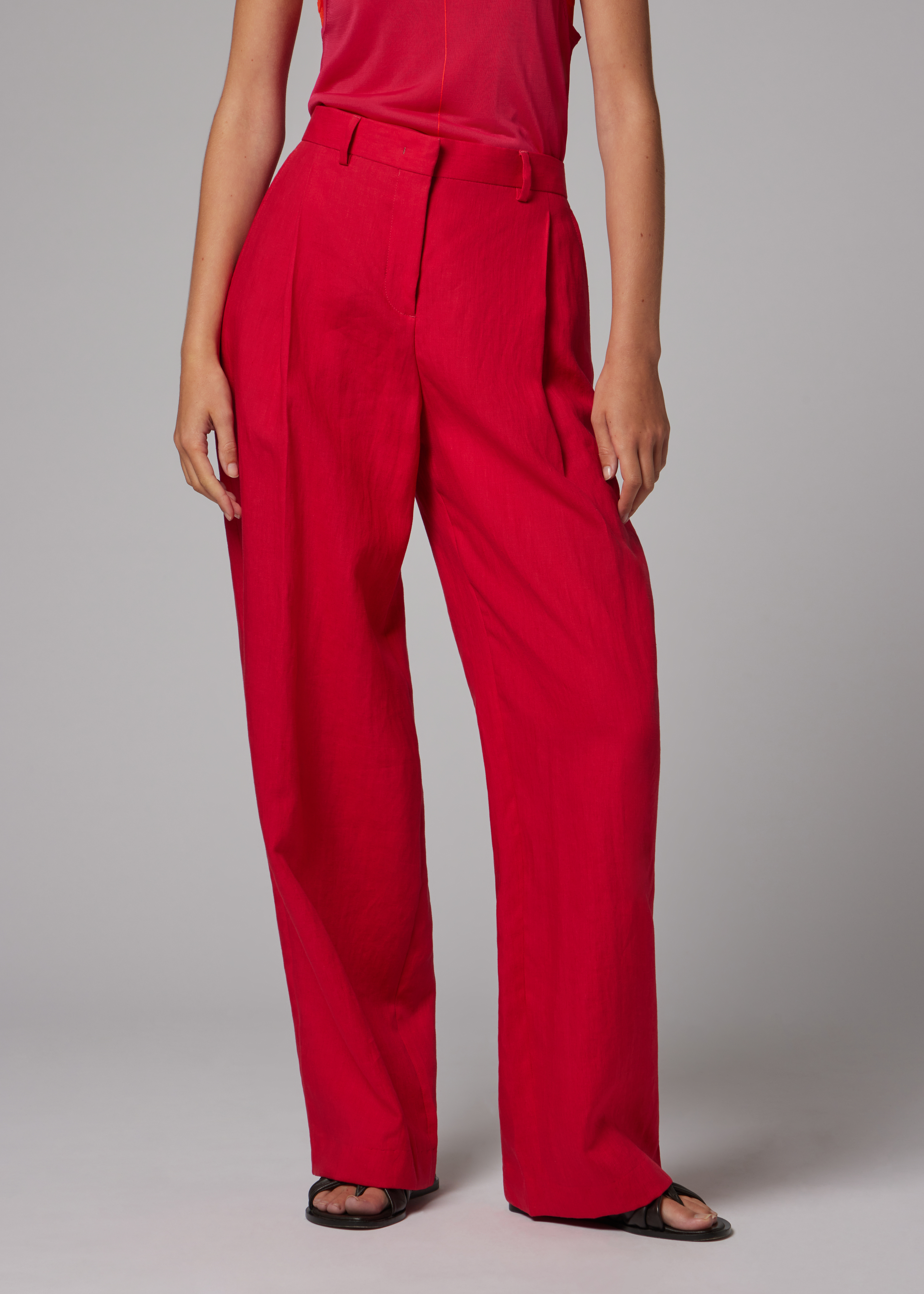 Paul Smith Women's Fuchsia Wide-Leg Linen Trousers | King's Cross