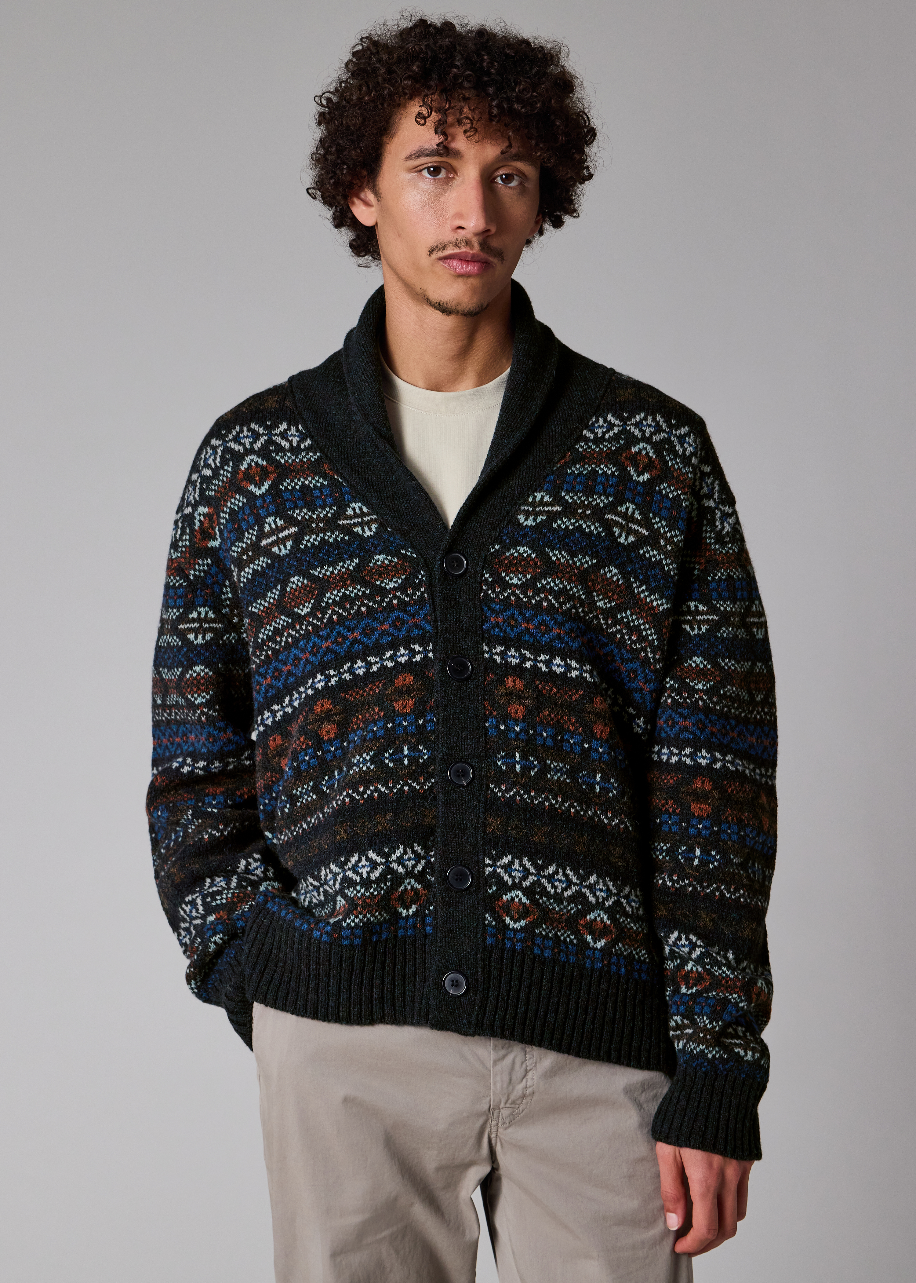 Paul Smith Navy Fair Isle Wool Cardigan | King's Cross