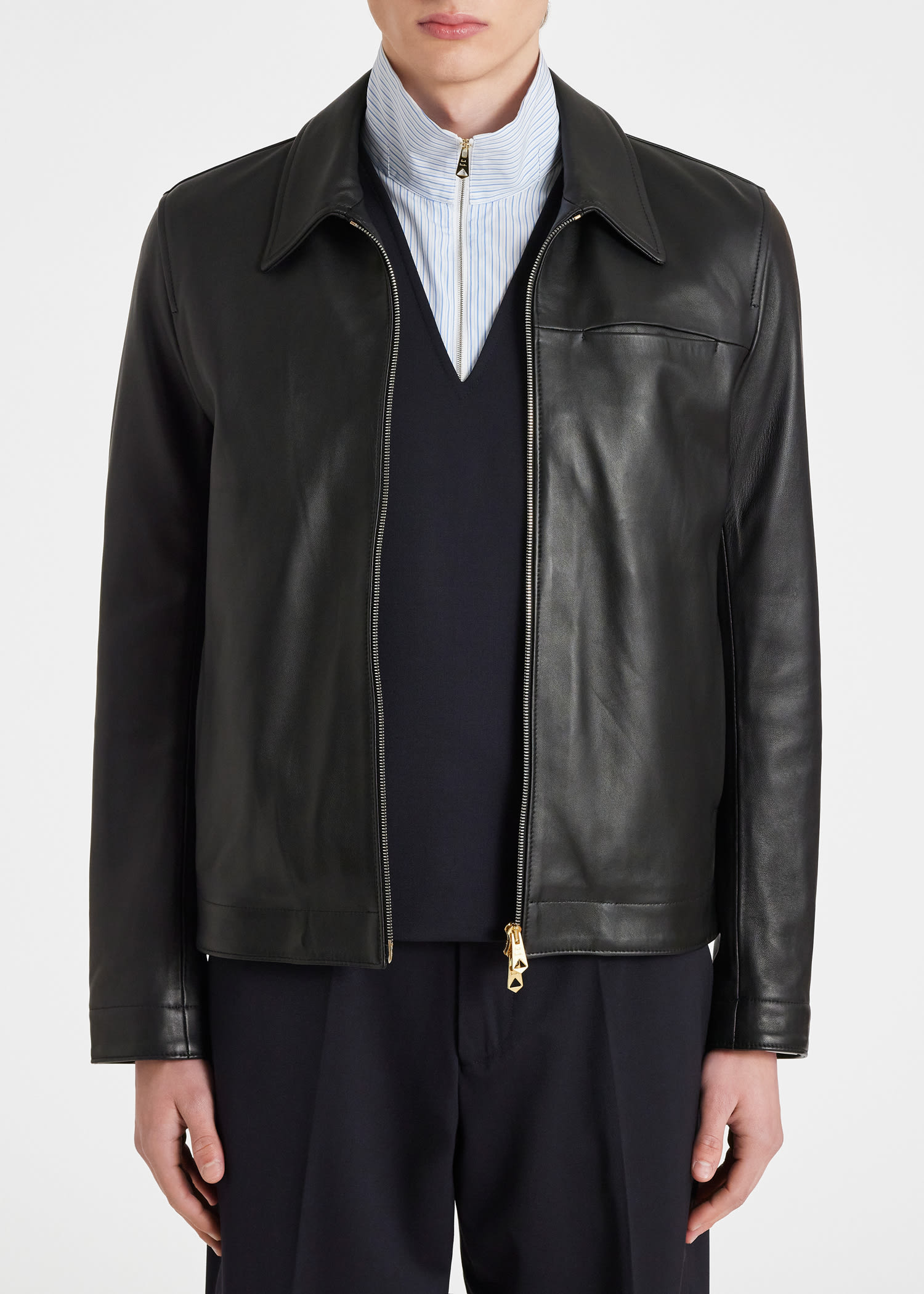 Black Zip-Front Leather Jacket
