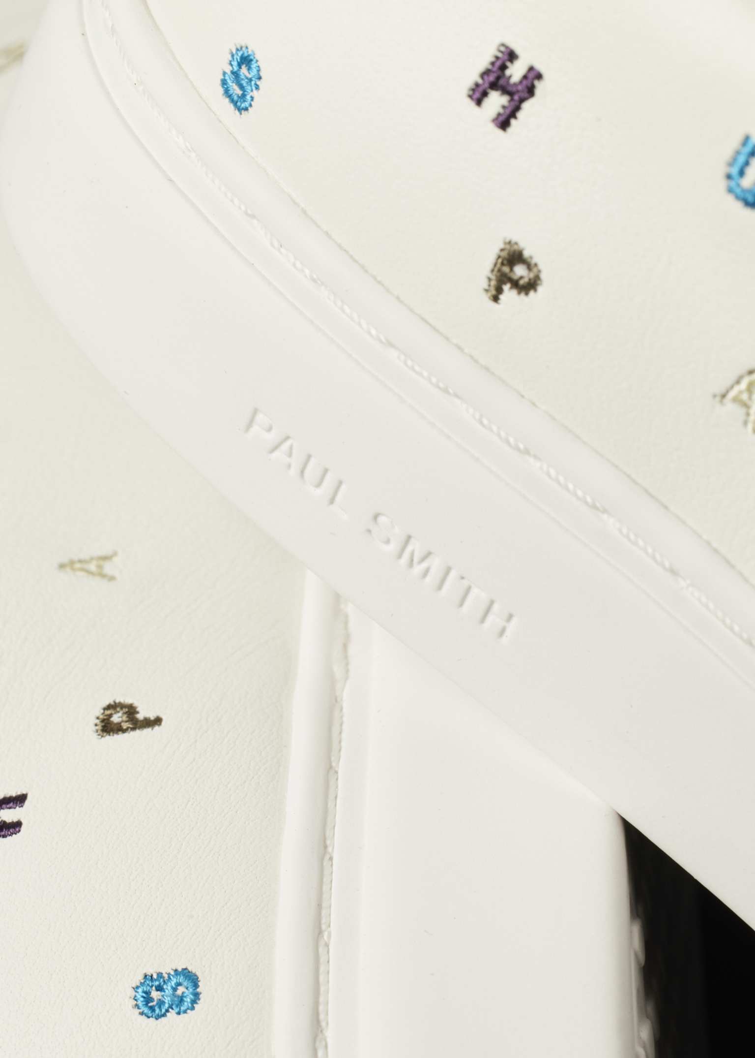Men's White 'Lee' Letters Embroidered Trainers