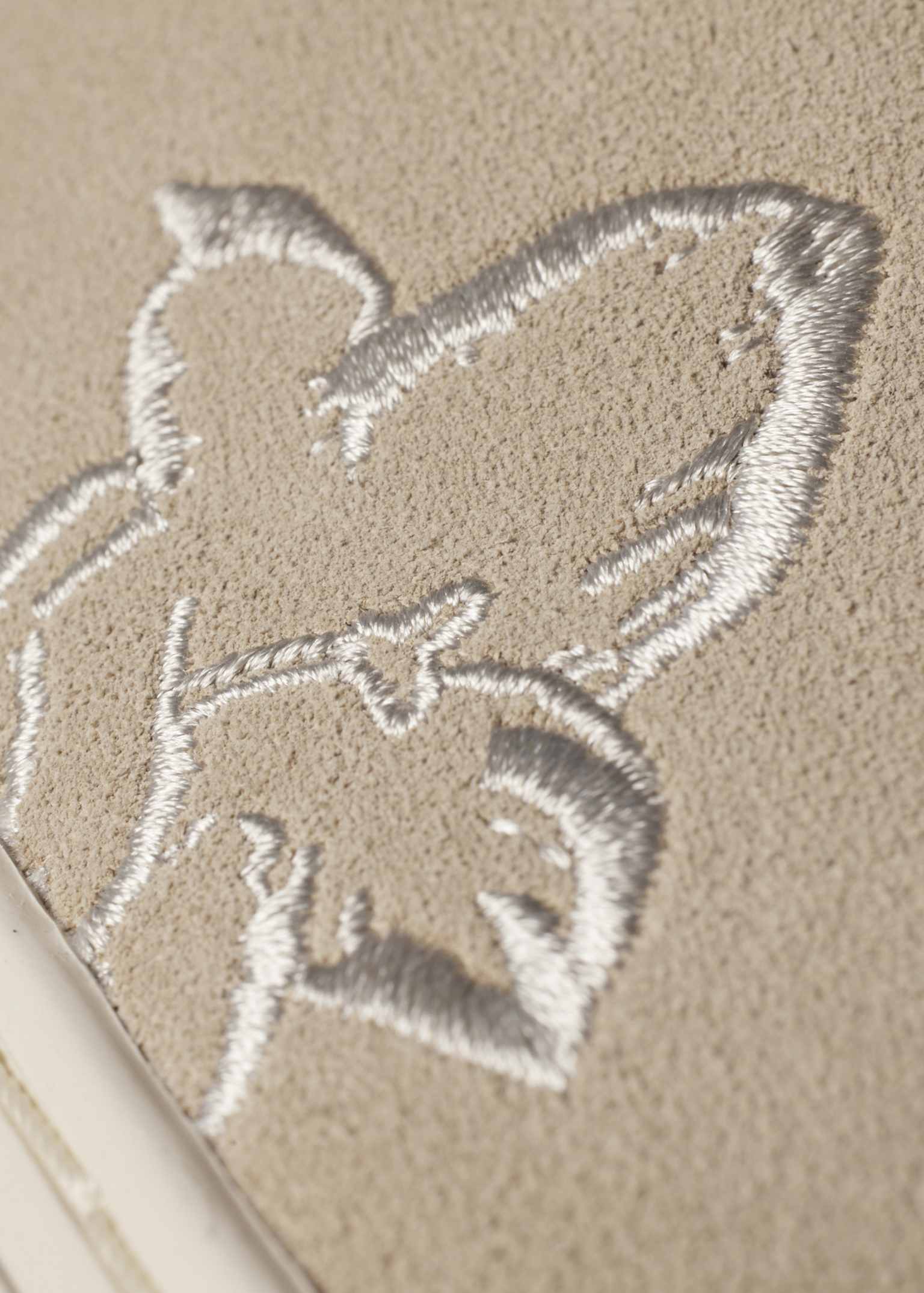 Men's Ecru Suede 'Rex' Embroidery Trainers
