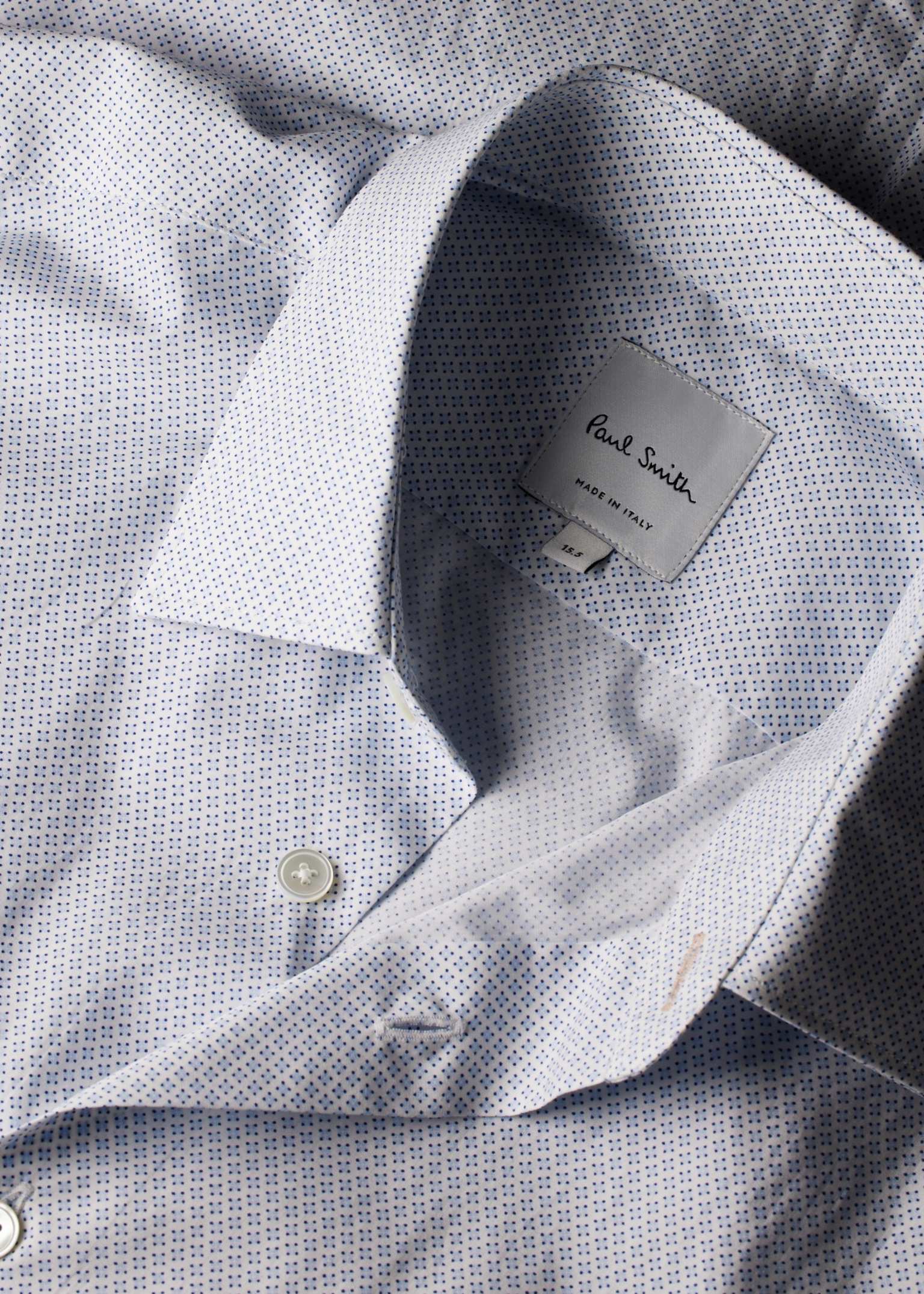 Men's Light Blue Tailored-Fit 'Micro Geometric' Print Shirt